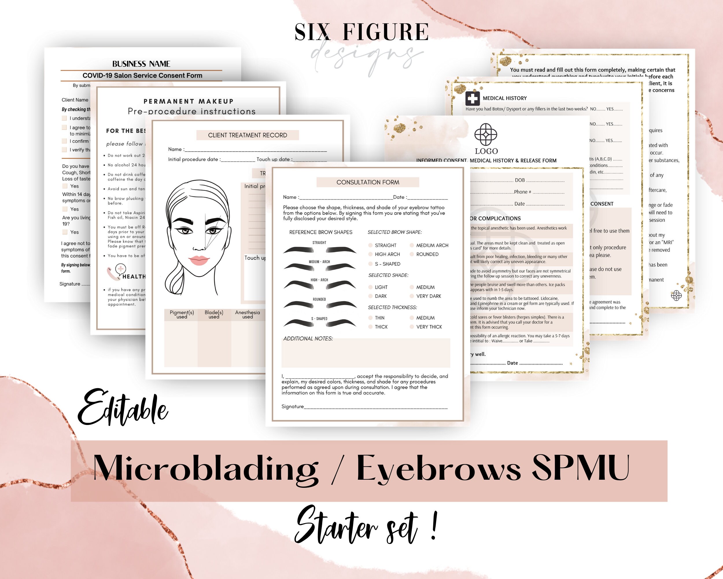 Microblading Consultation Form Bundle Editable in Canva | Etsy