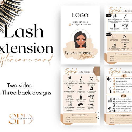 Editable Lash Extension Aftercare Cards 6 X 4 and - Etsy