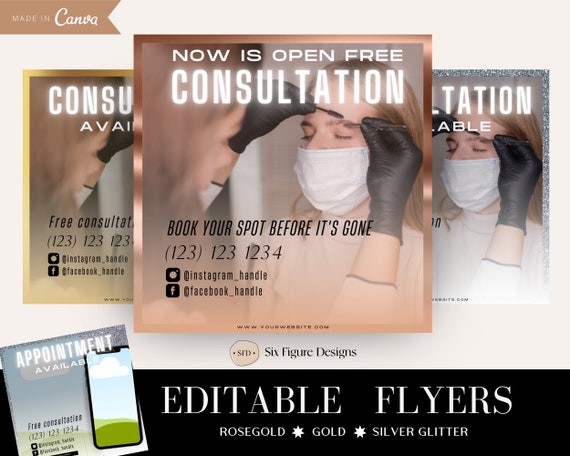 Instagram Flyer Templates for PMU Businesses Consultation | Etsy