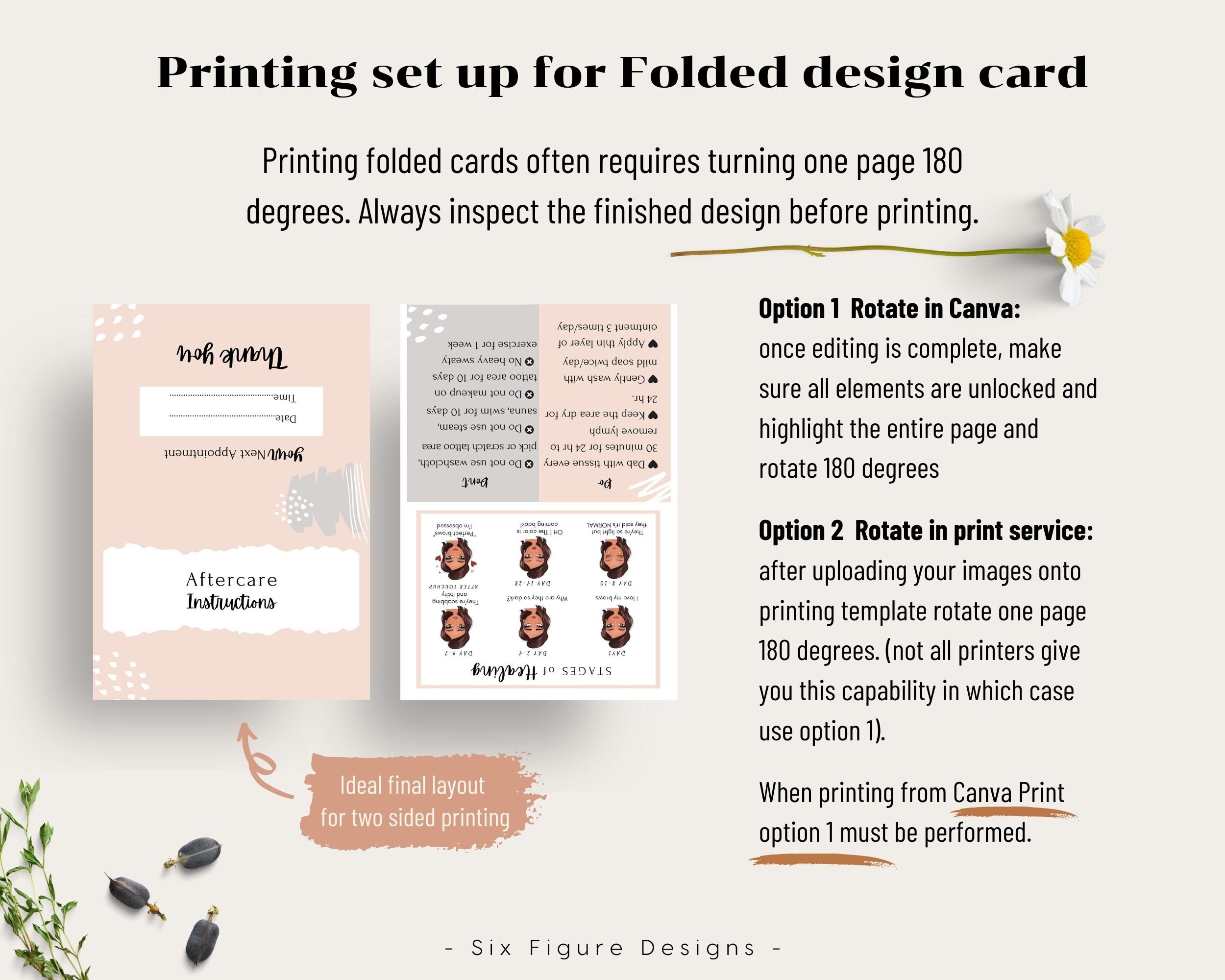 Folded Design Aftercare Card Editable PMU Aftercare Cards - Etsy Canada