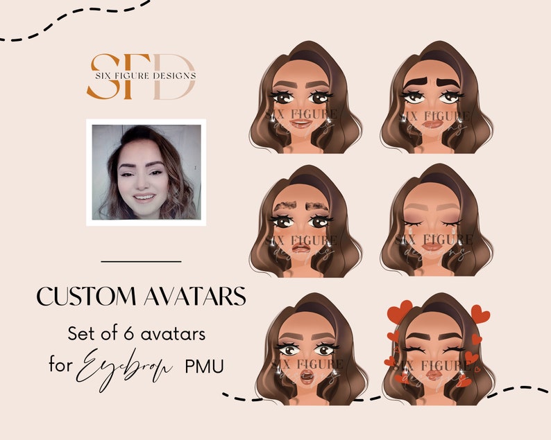 Custom Avatars Set of 6 for Permanent Make up Stages of - Etsy