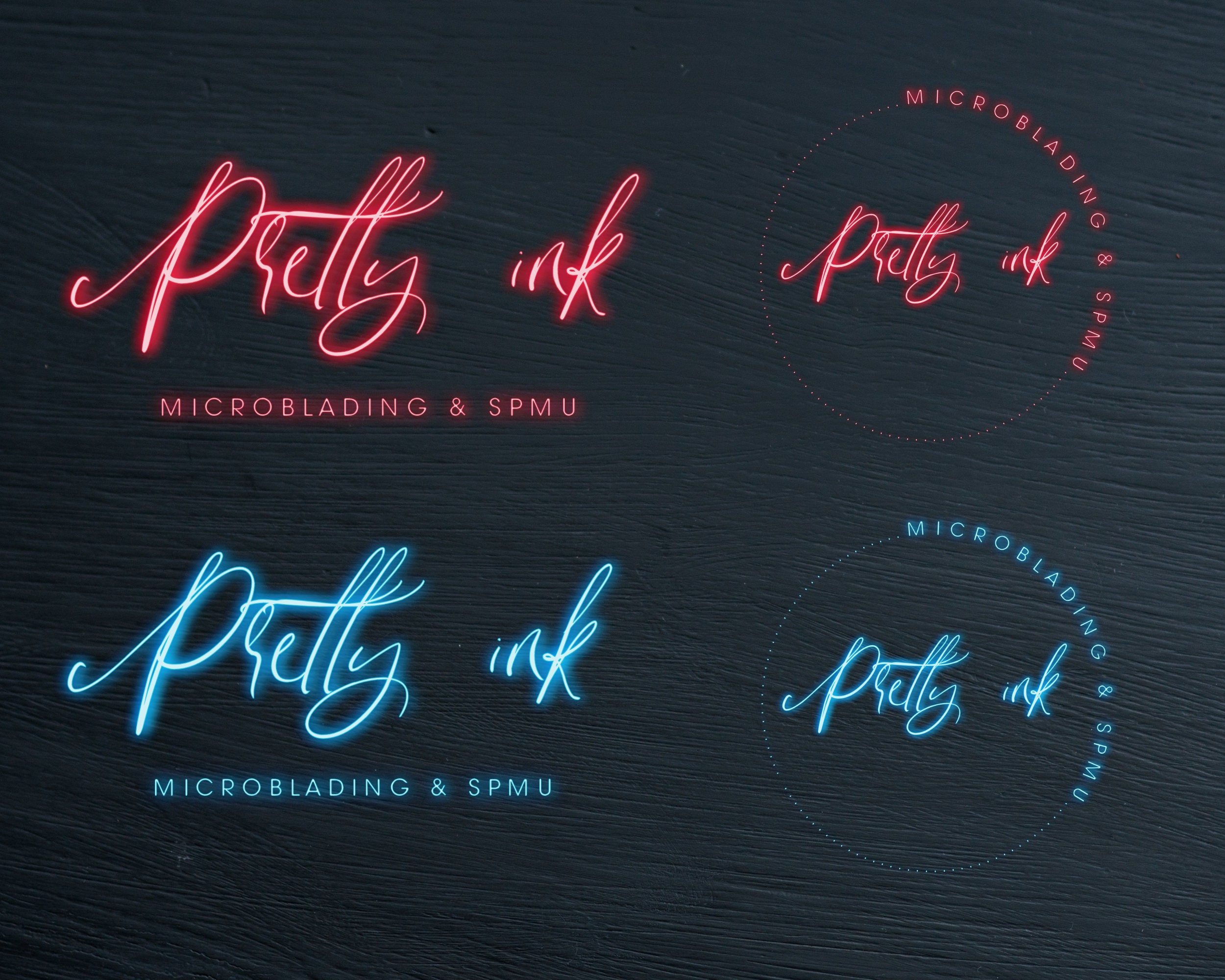 Premade Neon Logo and Watermark set Beauty Business Logo | Etsy
