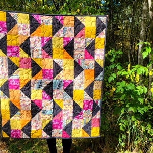 Bright Yellow and Pink Quilt, Modern Quilt - Etsy