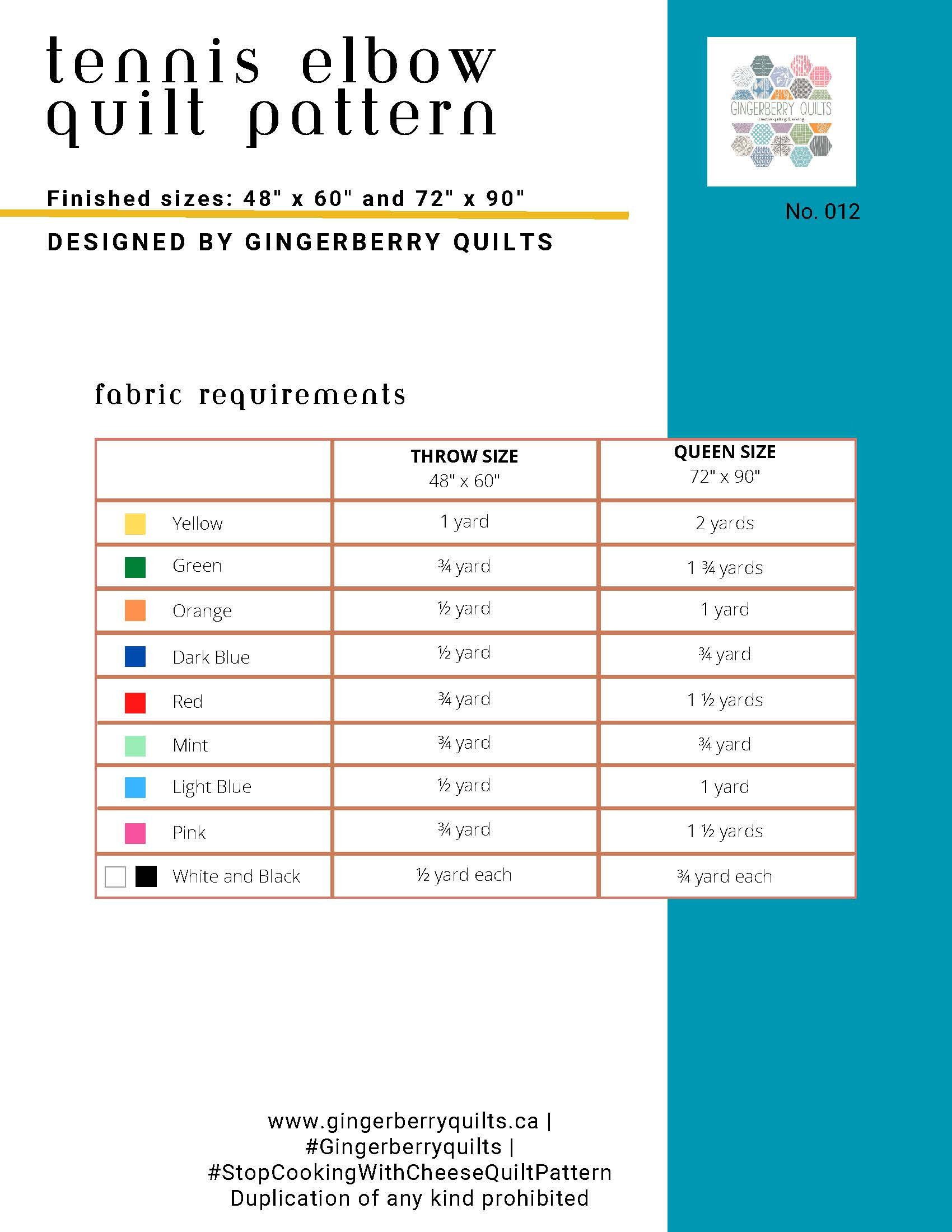 Tennis Elbow Quilt Pattern, Intermediate Quilt Pattern, PDF Download - Etsy