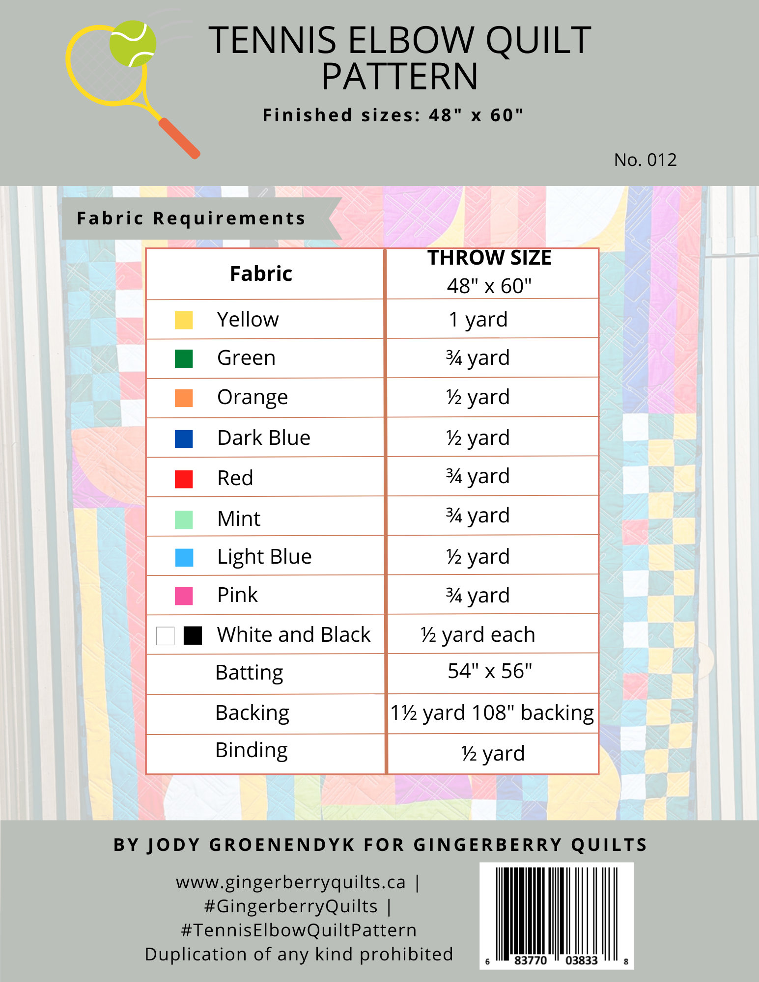 Tennis Elbow Quilt Pattern Intermediate Quilt Pattern PDF - Etsy