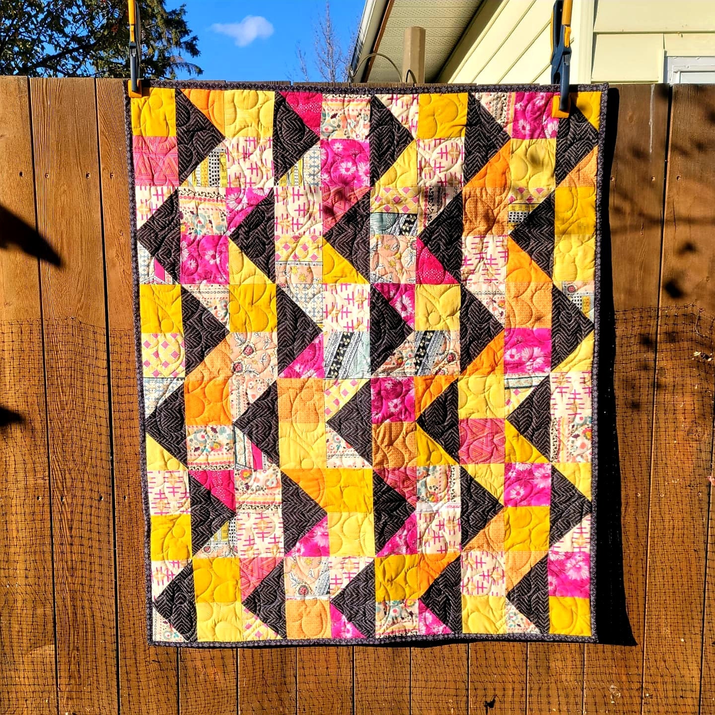 Bright Yellow and Pink Quilt, Modern Quilt - Etsy
