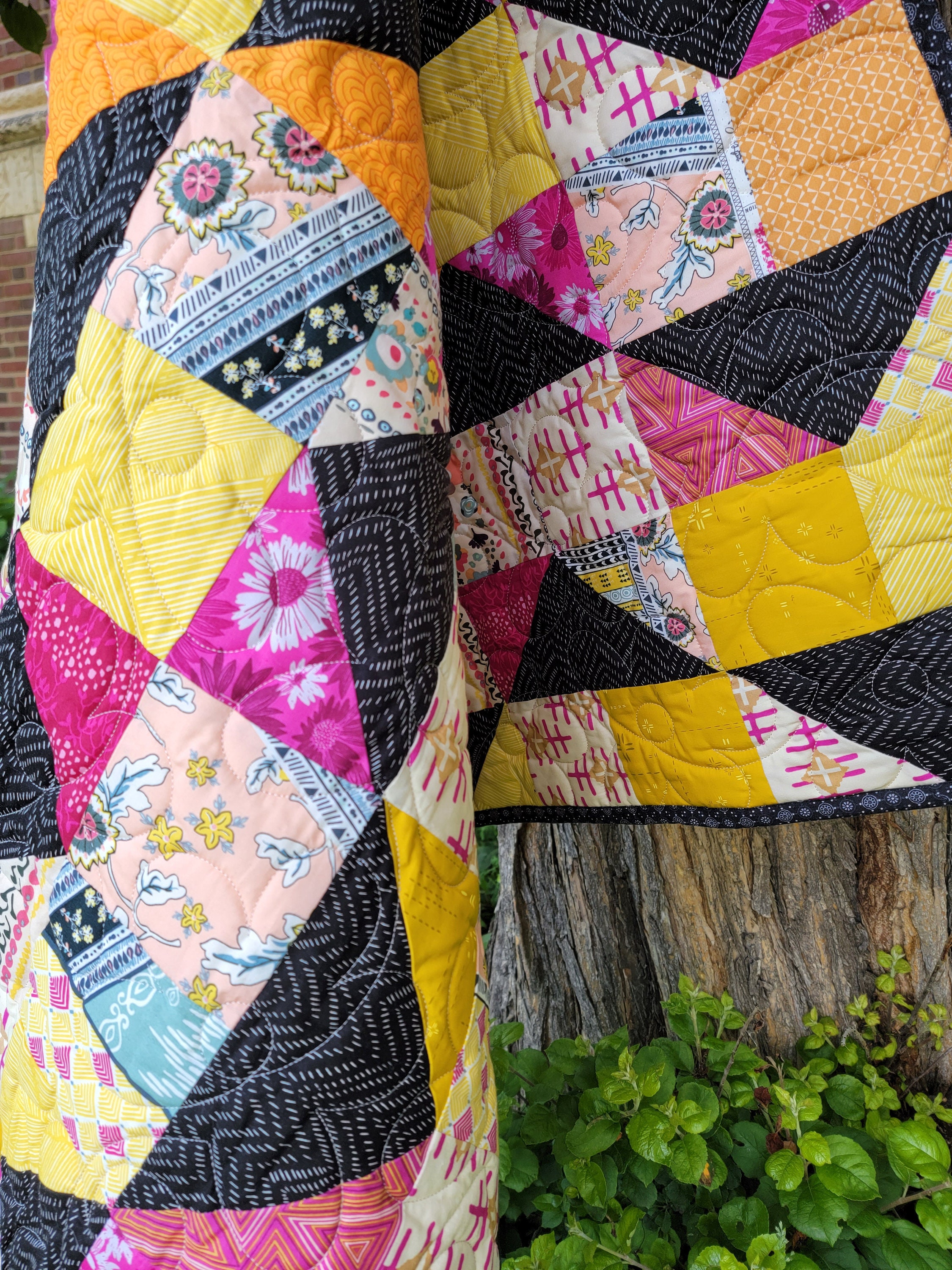 Bright Yellow and Pink Quilt, Modern Quilt - Etsy