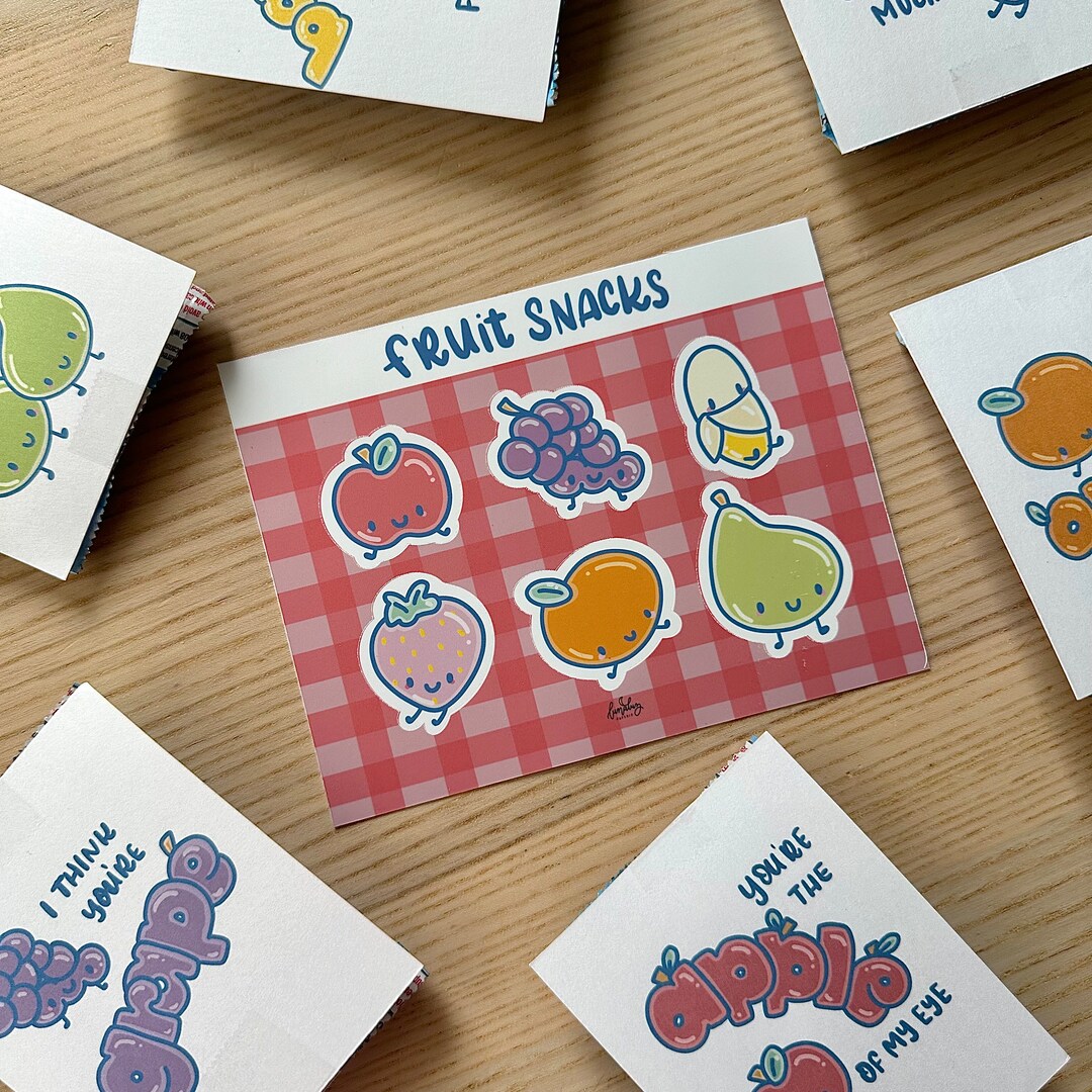 Cute Fruit Snack Sticker Sheet for Journals, Planners, Envelope Seals ...