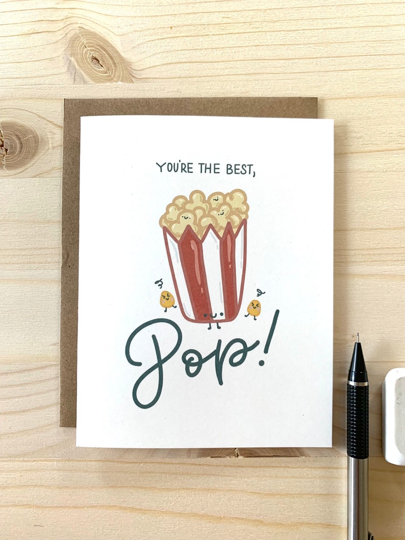 Popcorn Pun Cute Funny Blank Father's Day Greeting Card | Etsy