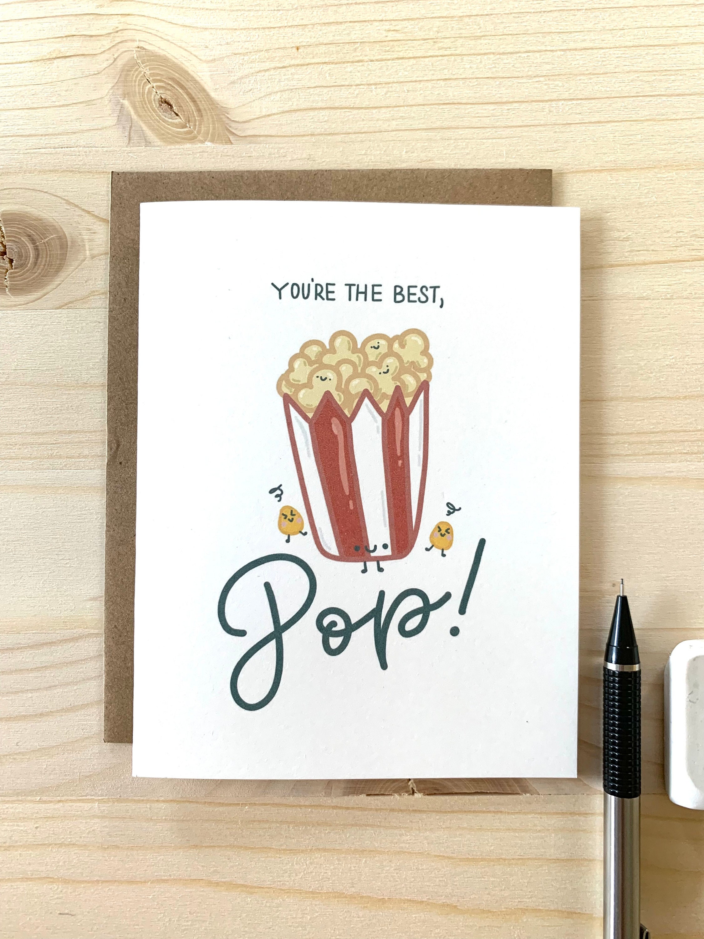 Popcorn Pun Cute Funny Blank Father's Day Greeting Card - Etsy