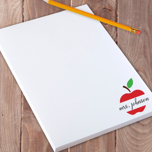 Teachers Apple With a Name Notes Personalized Stationary - Etsy