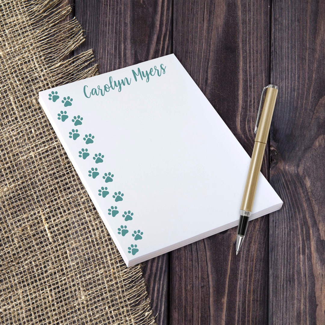 Paw Prints Themed Notepads, Cat Dog Paw Notes, Personalized Stationary ...