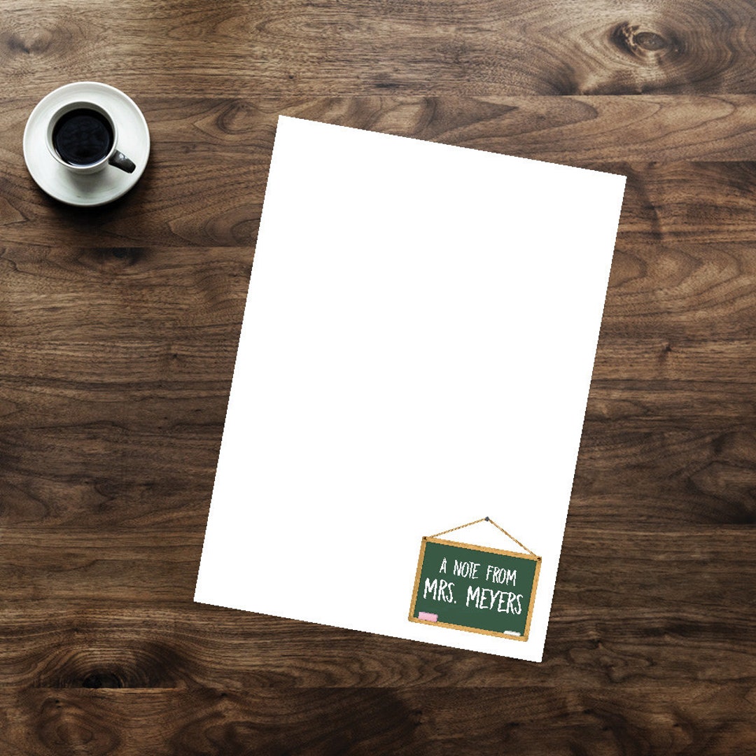 Personalized Teacher Notepad: Chalkboard Stationery, Custom Writing Pad ...