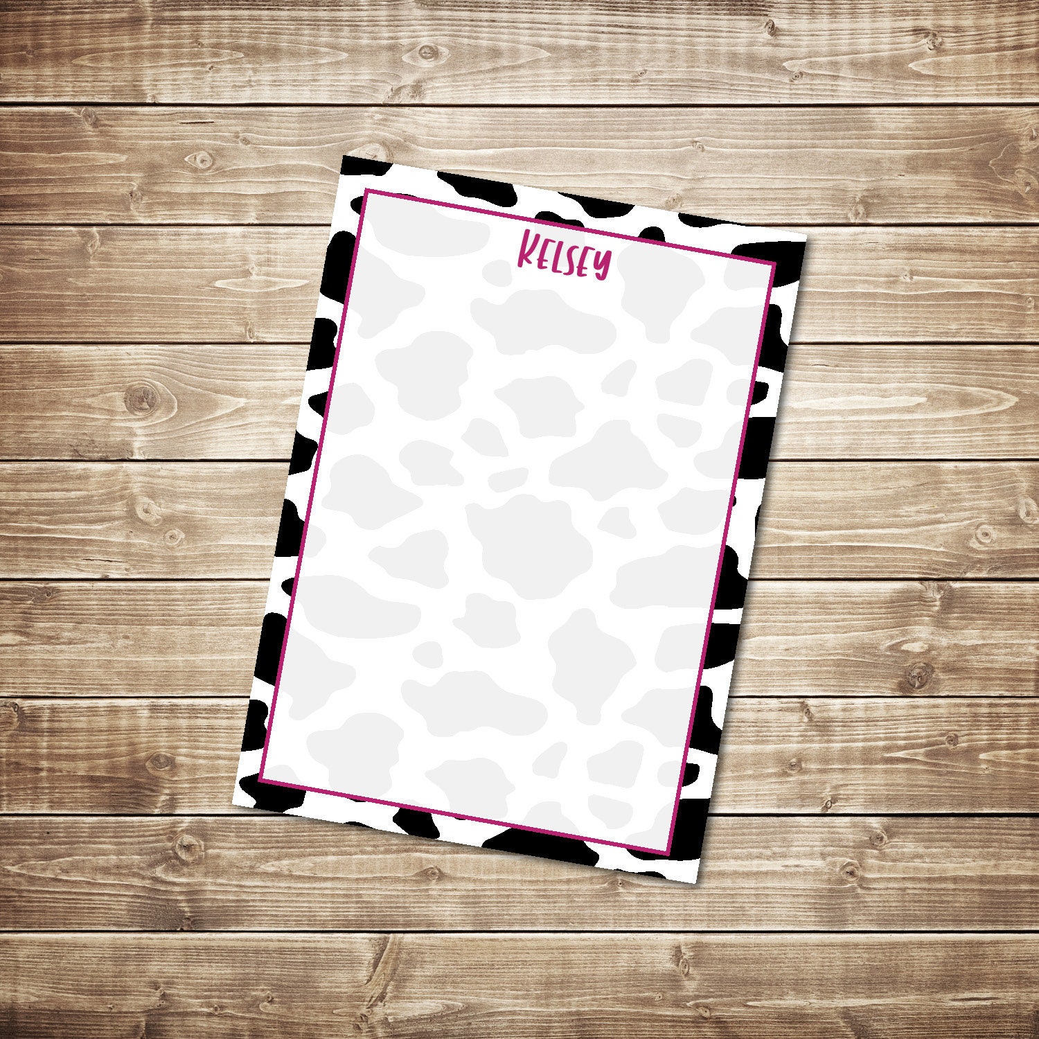 Cow Print Teacher Notepads Personalized Stationary Custom | Etsy