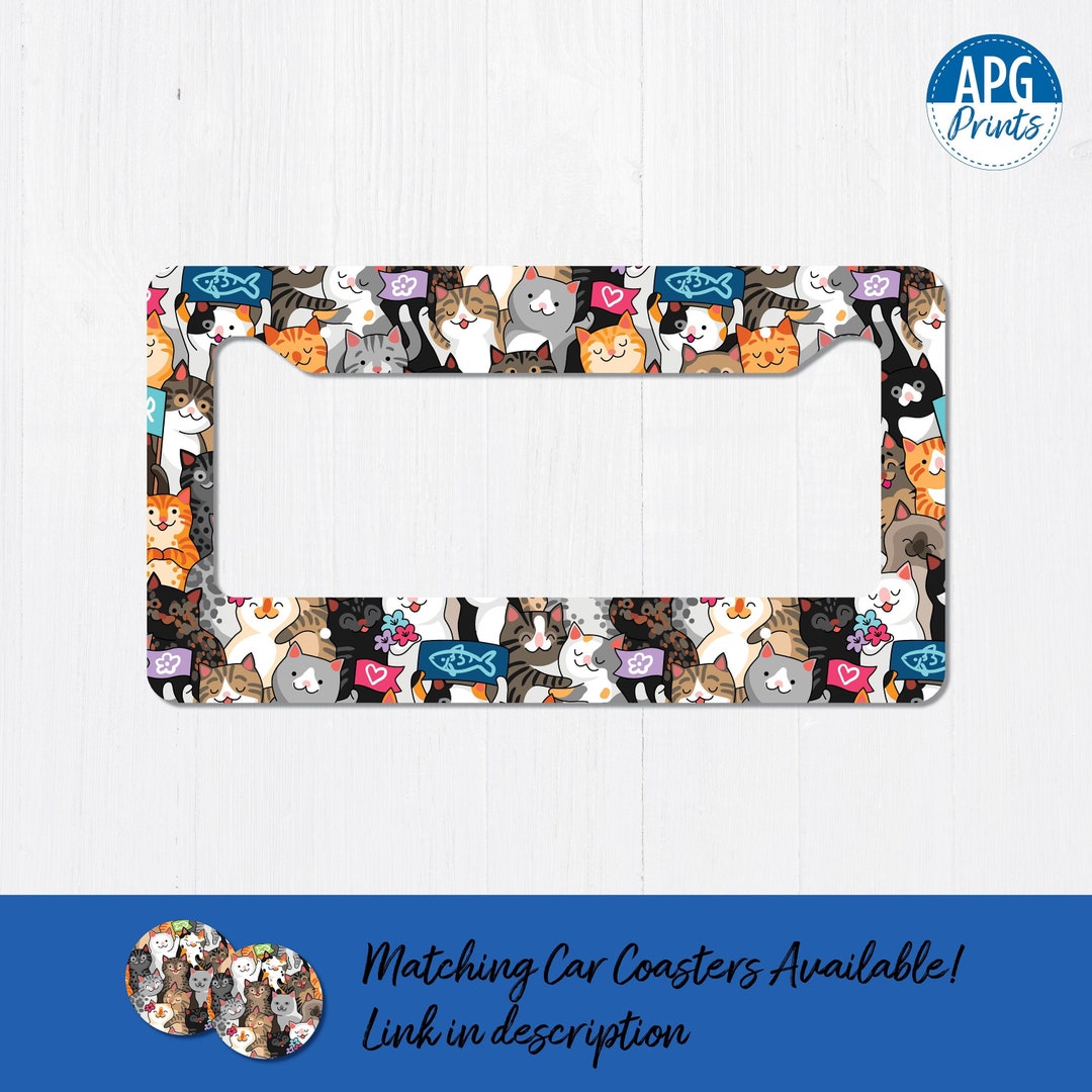 Cats License Plate Frame | Auto Accessories | Custom License Plate - Etsy