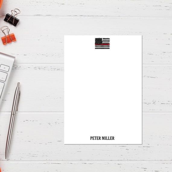 Thin Red Line Firefighter Name Notepad Personalized | Etsy
