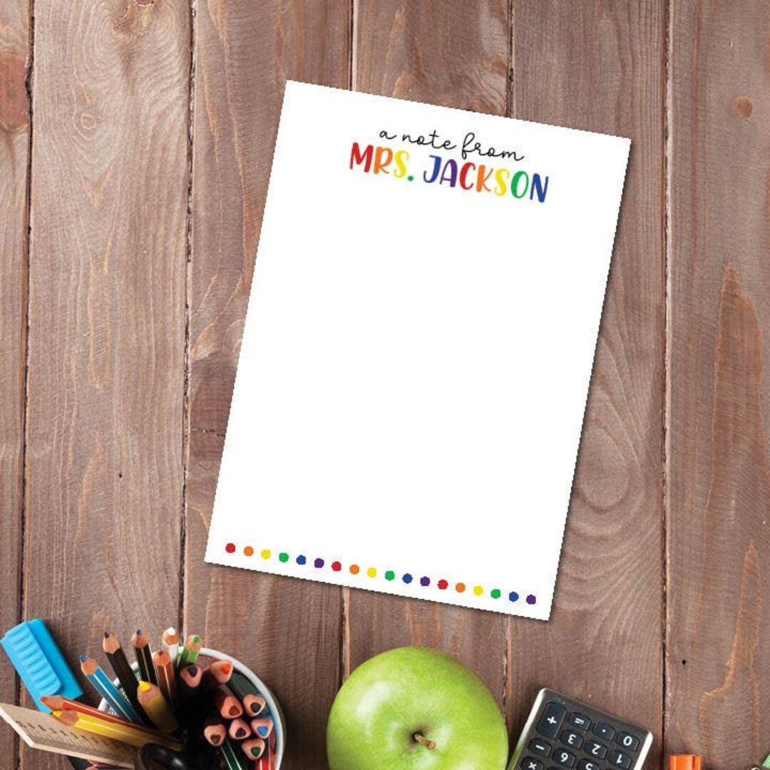 Teacher Rainbow Notepads, Notes, Personalized Stationary, Custom ...