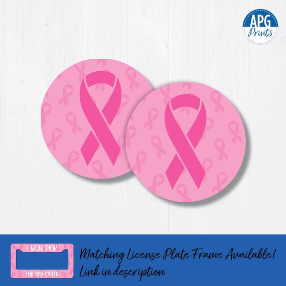 Breast Cancer Ribbons Print Car Coaster Set of 2 Rubber | Etsy