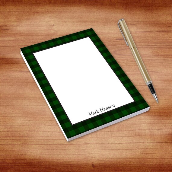 Christmas Green Plaid Themed Notepads Notes Personalized | Etsy