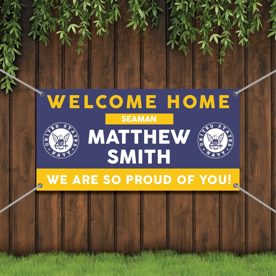 Welcome Home Navy Military Custom Premium Vinyl Banners 3ftx6ft With ...