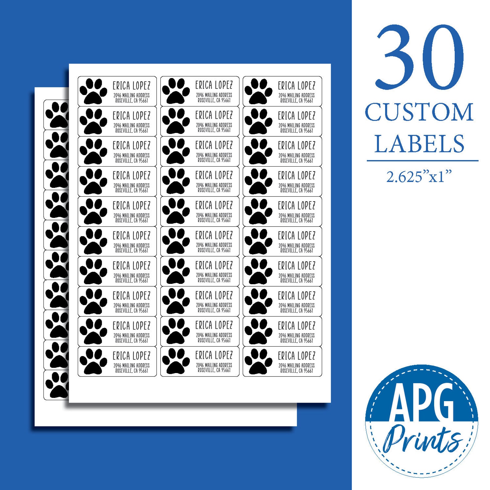 paw-print-custom-return-address-labels-sheet-of-30-labels-etsy-uk