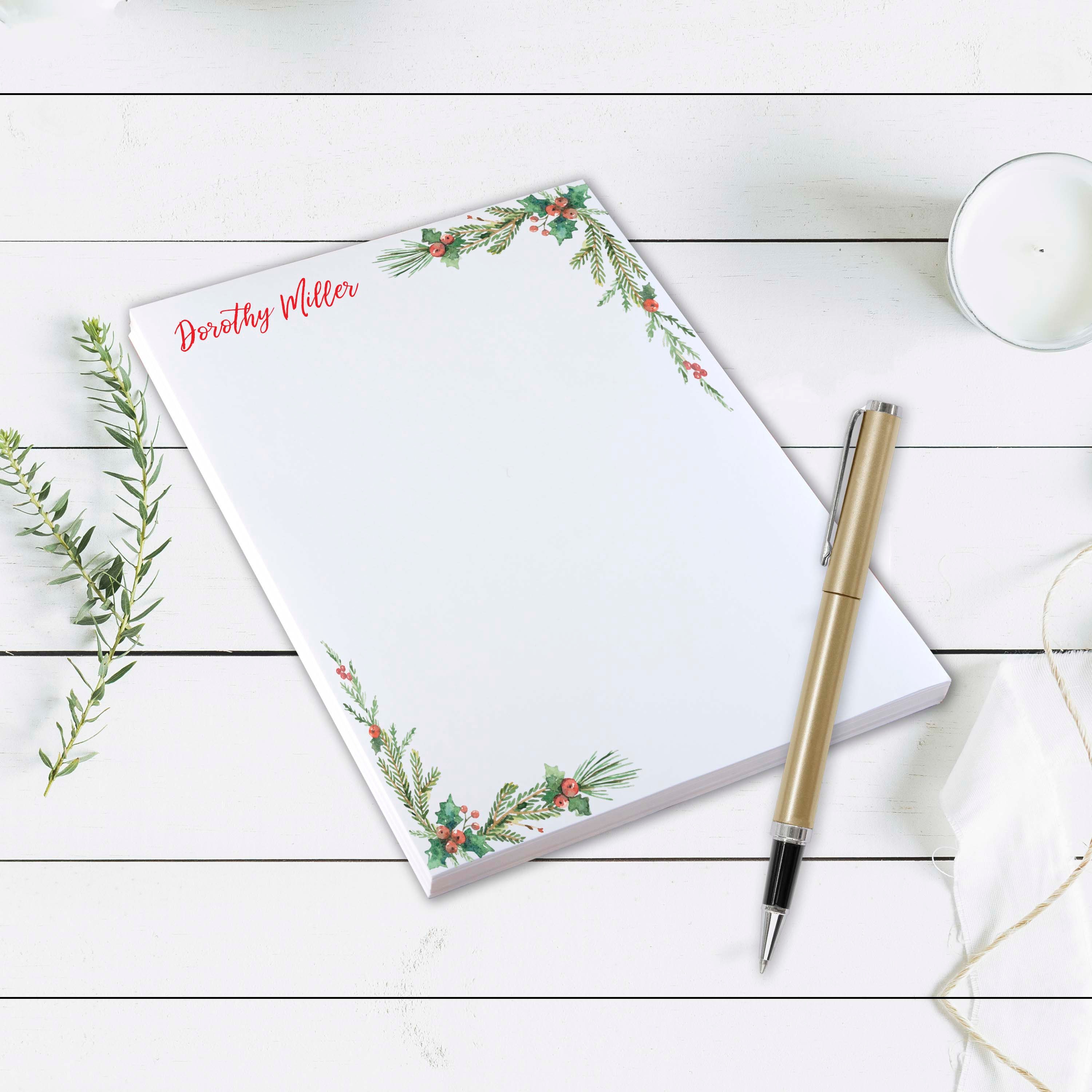 Christmas Holly Themed Notepads Notes Personalized - Etsy