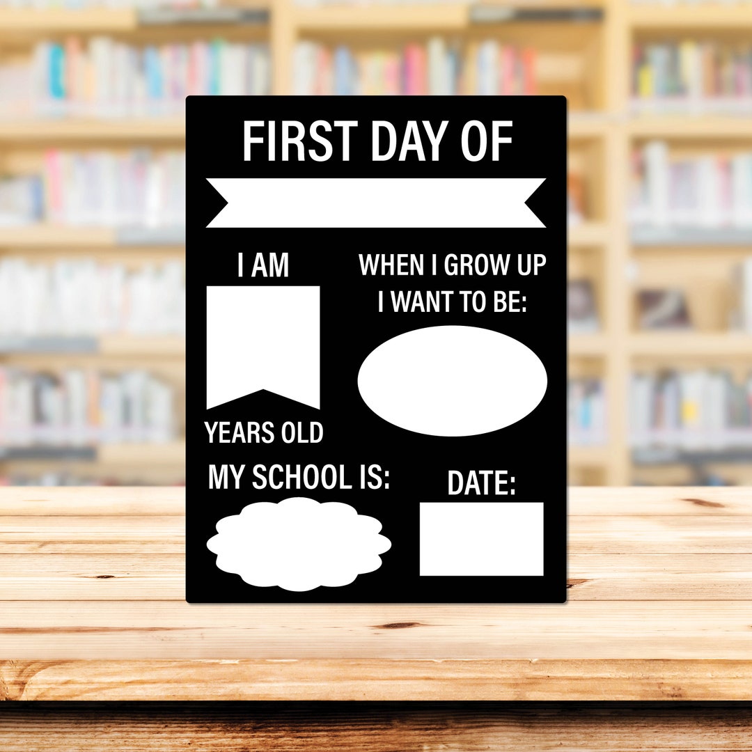 Black Background First Day of School Sign | Aluminum Sign | Dry Erase ...