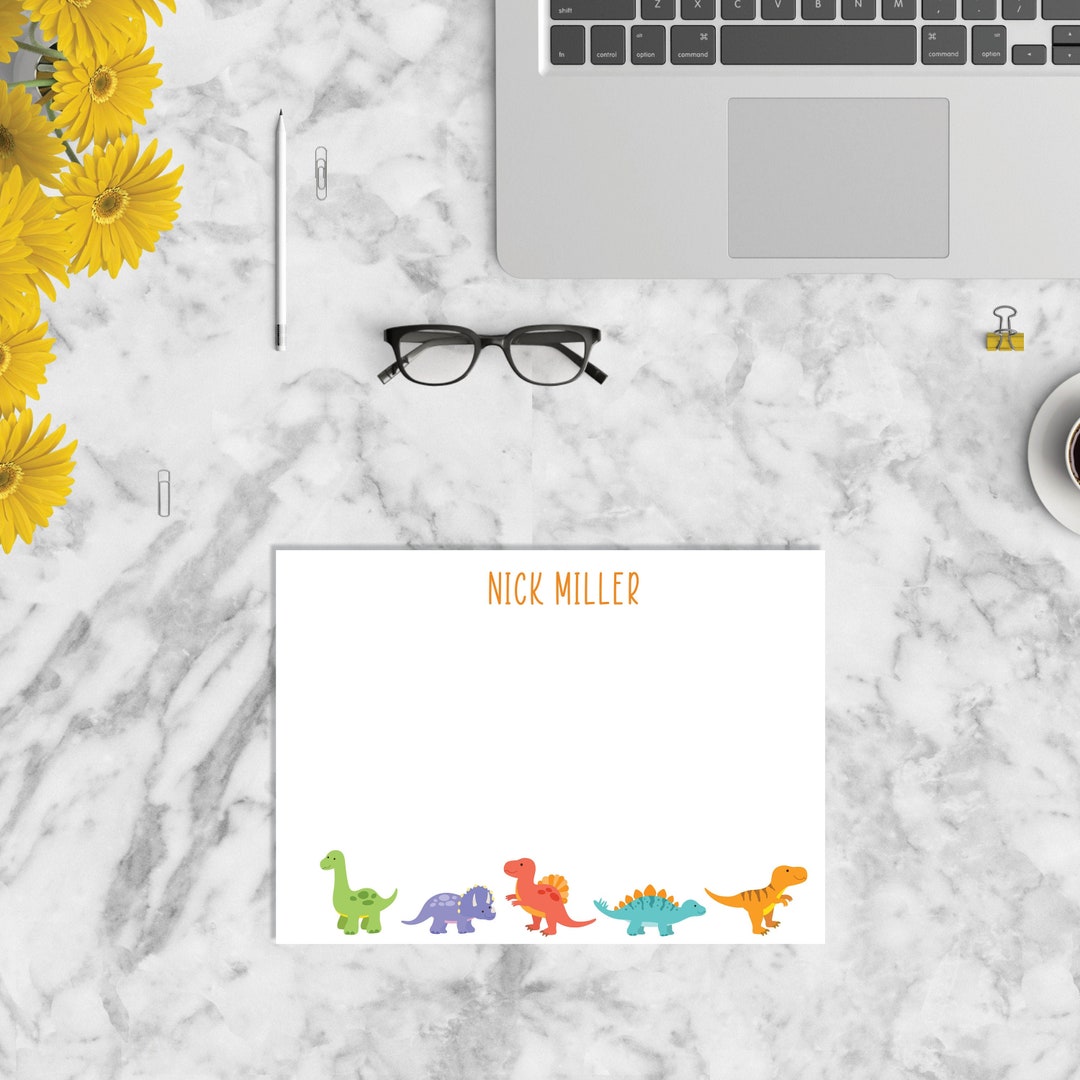 Dinosaur Personalized Notecards: Custom Stationery With Envelopes - Etsy