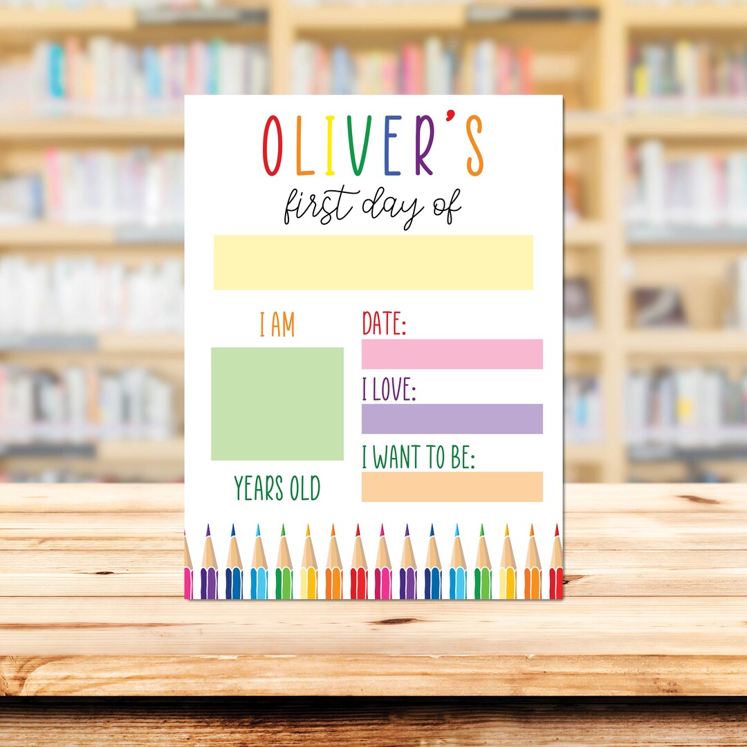 Colored Pencil First Day of School Sign | Aluminum Sign | Dry Erase ...