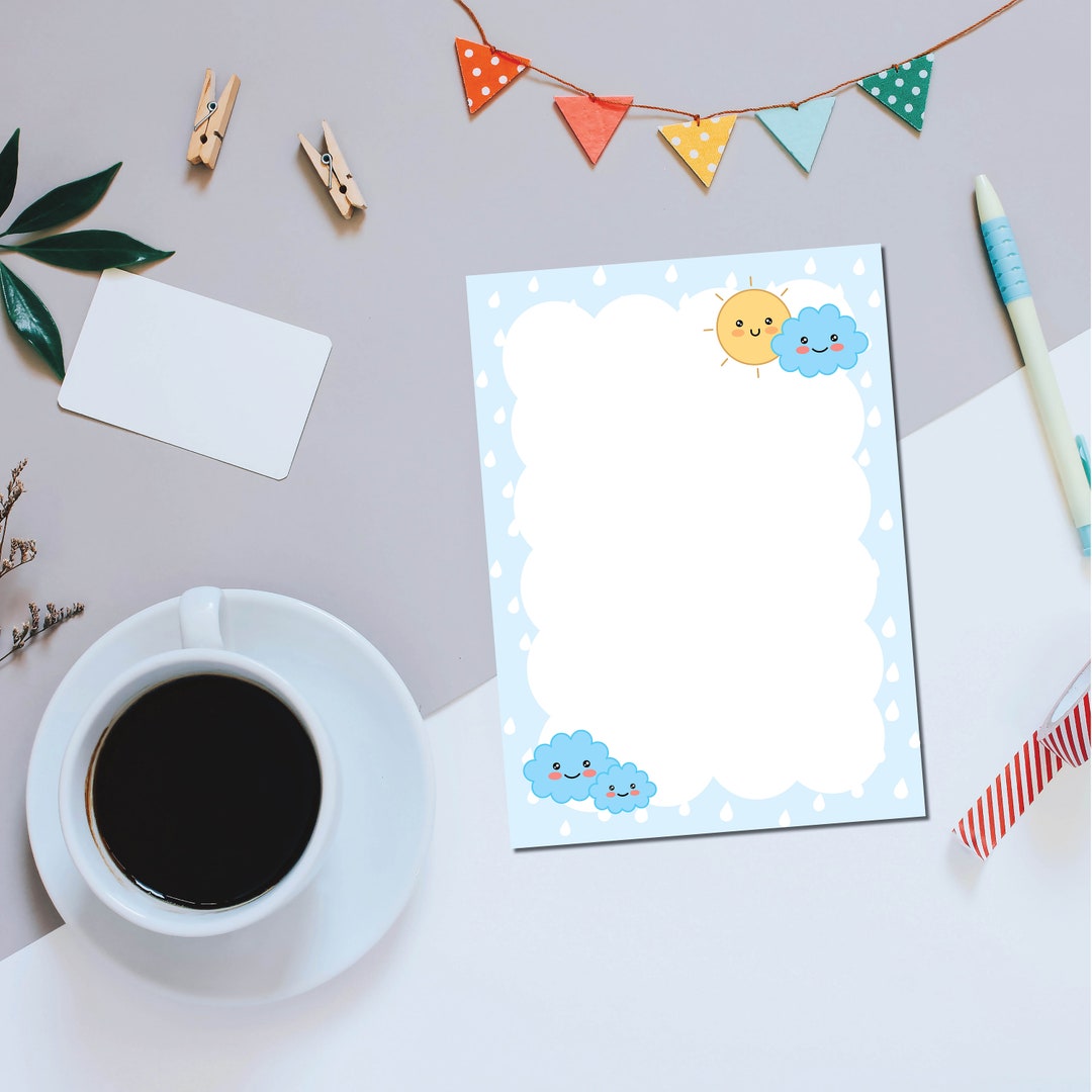Cloud & Sun Kawaii Notepad: Personalized Stationery - Etsy