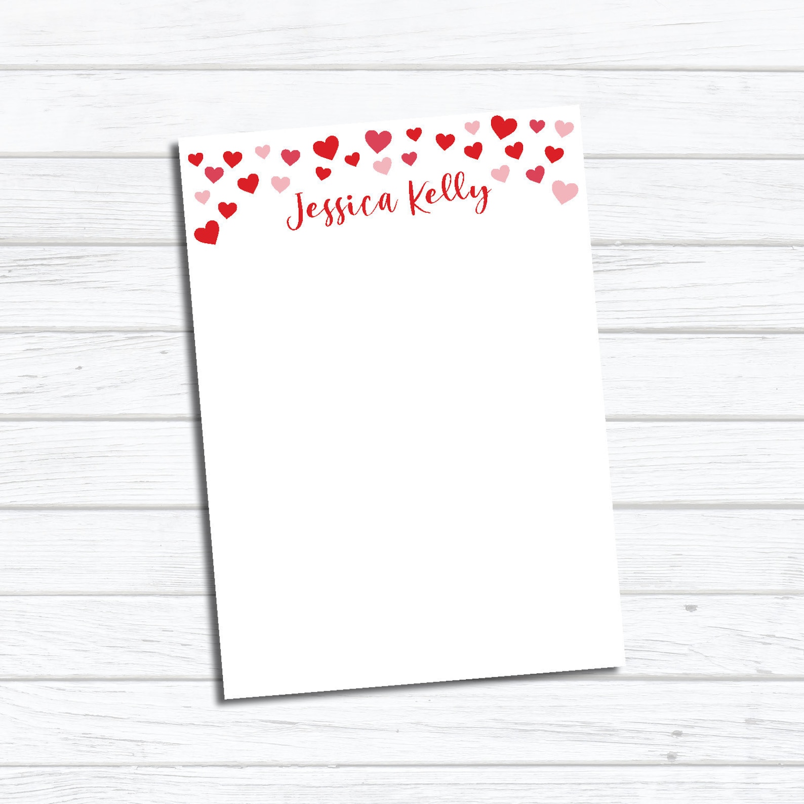 Hearts Valentine's Day Personalized Notepad From the Desk - Etsy