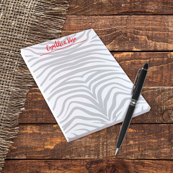 Zebra Print Themed Notepads Notes Personalized Stationary | Etsy