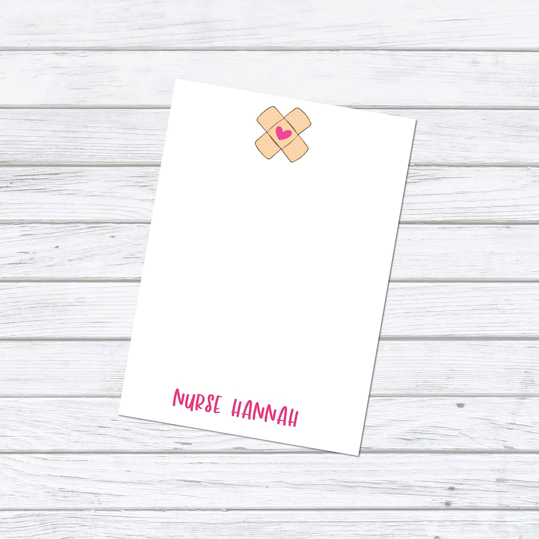 Cute Bandaid Nurse Gift Notepads, Notes, Personalized Stationary ...