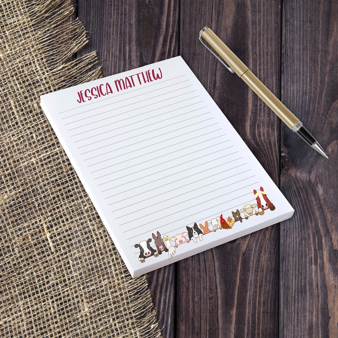 Farm Animals Themed Notepads, Notes, Personalized Stationary, Custom ...