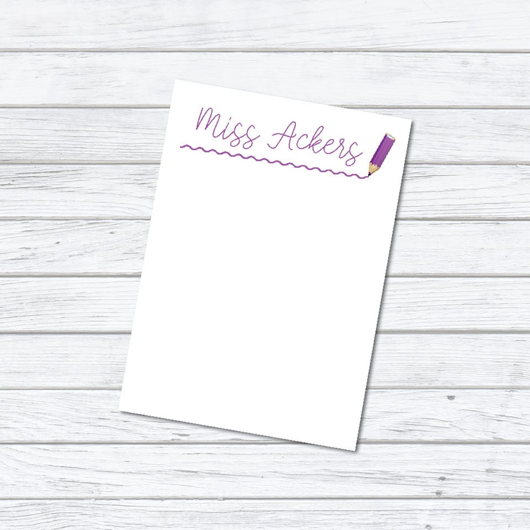 Teacher Purple Color Pencil Themed Notepads, Notes, Personalized ...