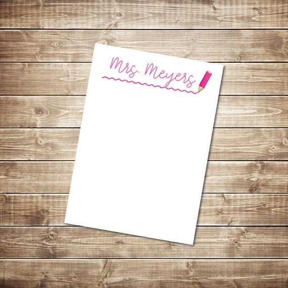 Teacher Pink Color Pencil Themed Notepads Notes Personalized - Etsy