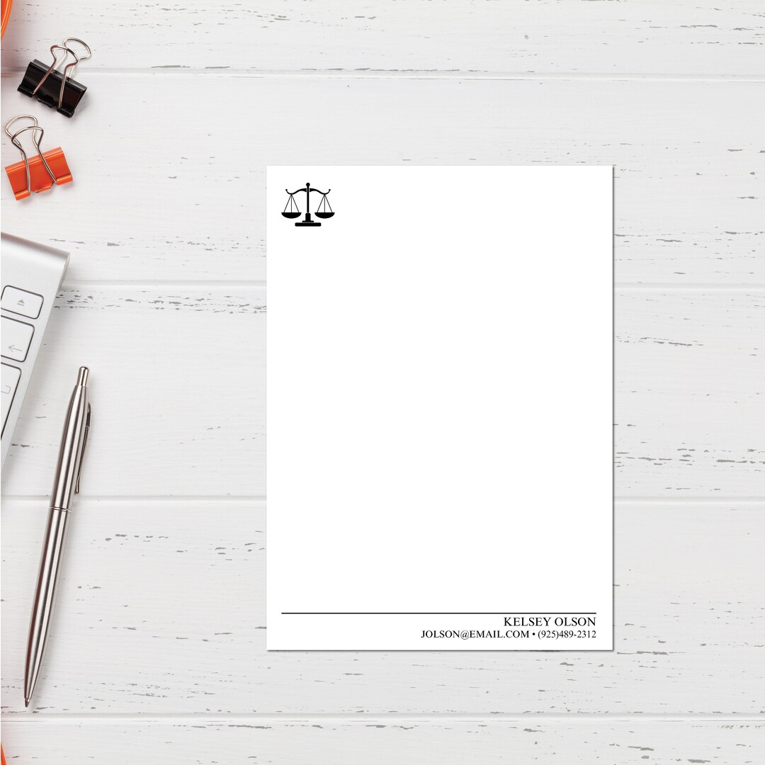Custom Lawyer Notepad, Personalized Stationary, Custom Writing Pad ...
