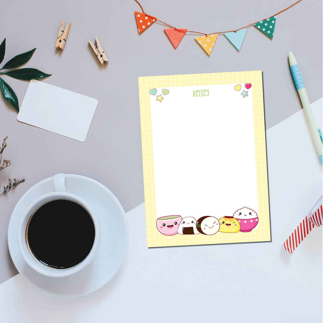 Sushi Note Kawaii Notepads, Notes, Personalized Stationary, Custom ...