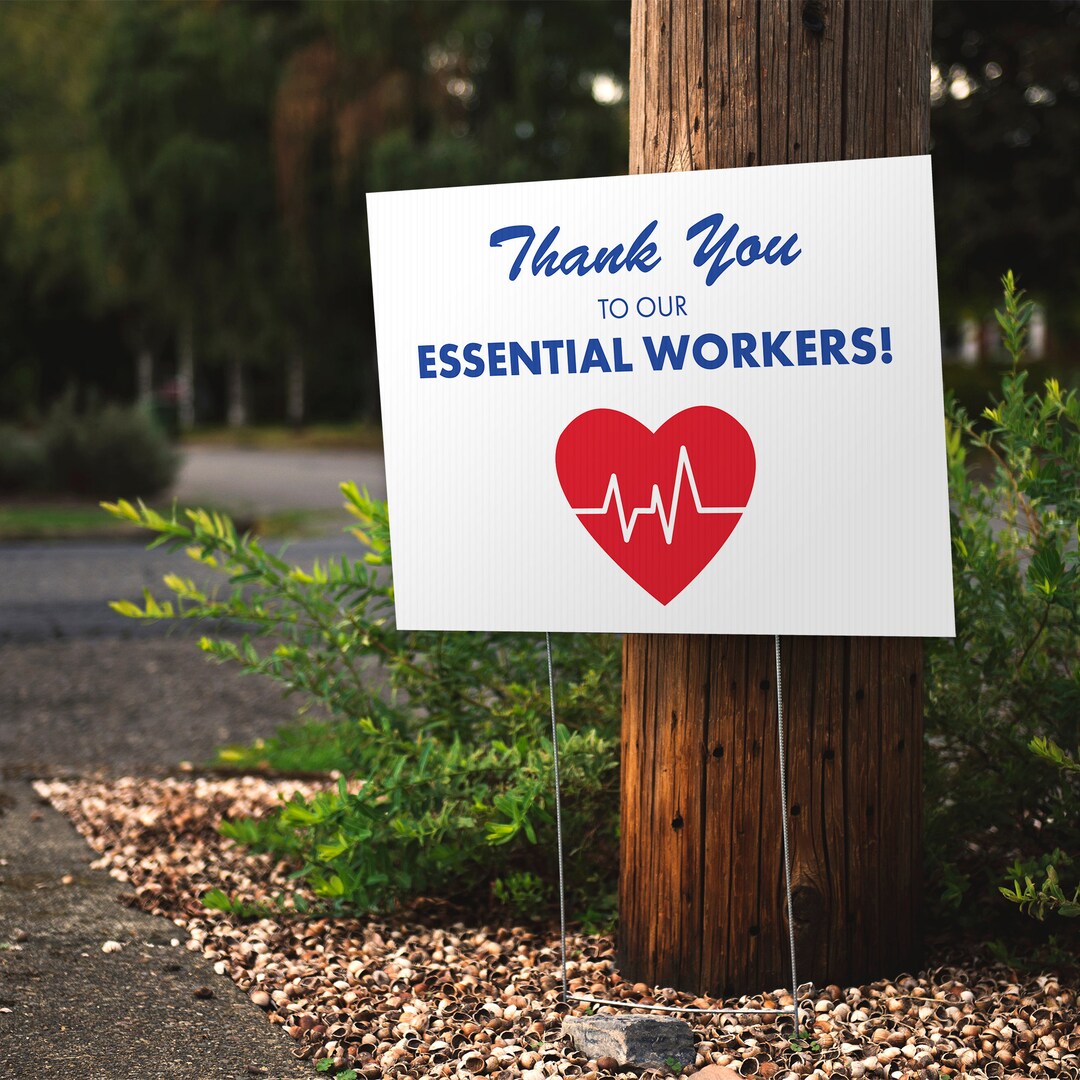 Thank You Essential Workers Yard Sign, FREE GROUND SHIPPING, 18"x24 ...