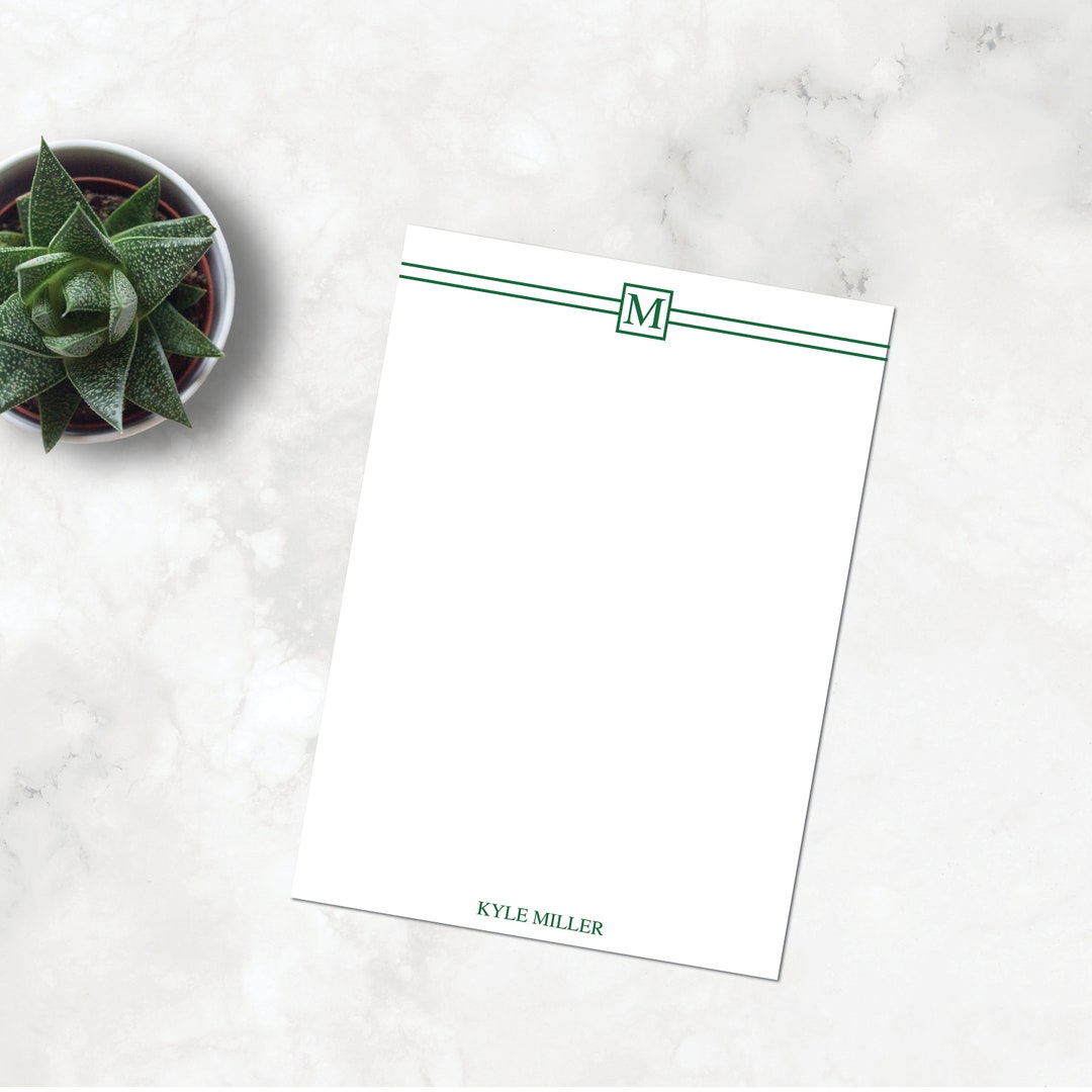 Initial & Name Notepad, Personalized Stationary, Custom Writing Pad ...