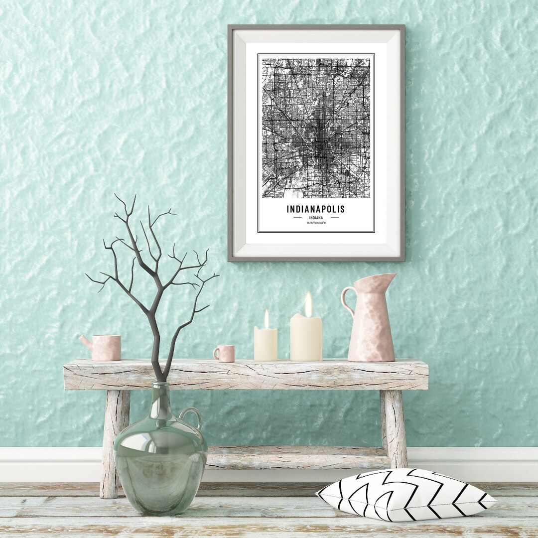 Indianapolis Map Print | Poster Print | Travel Wall Decor | Rectangle ...
