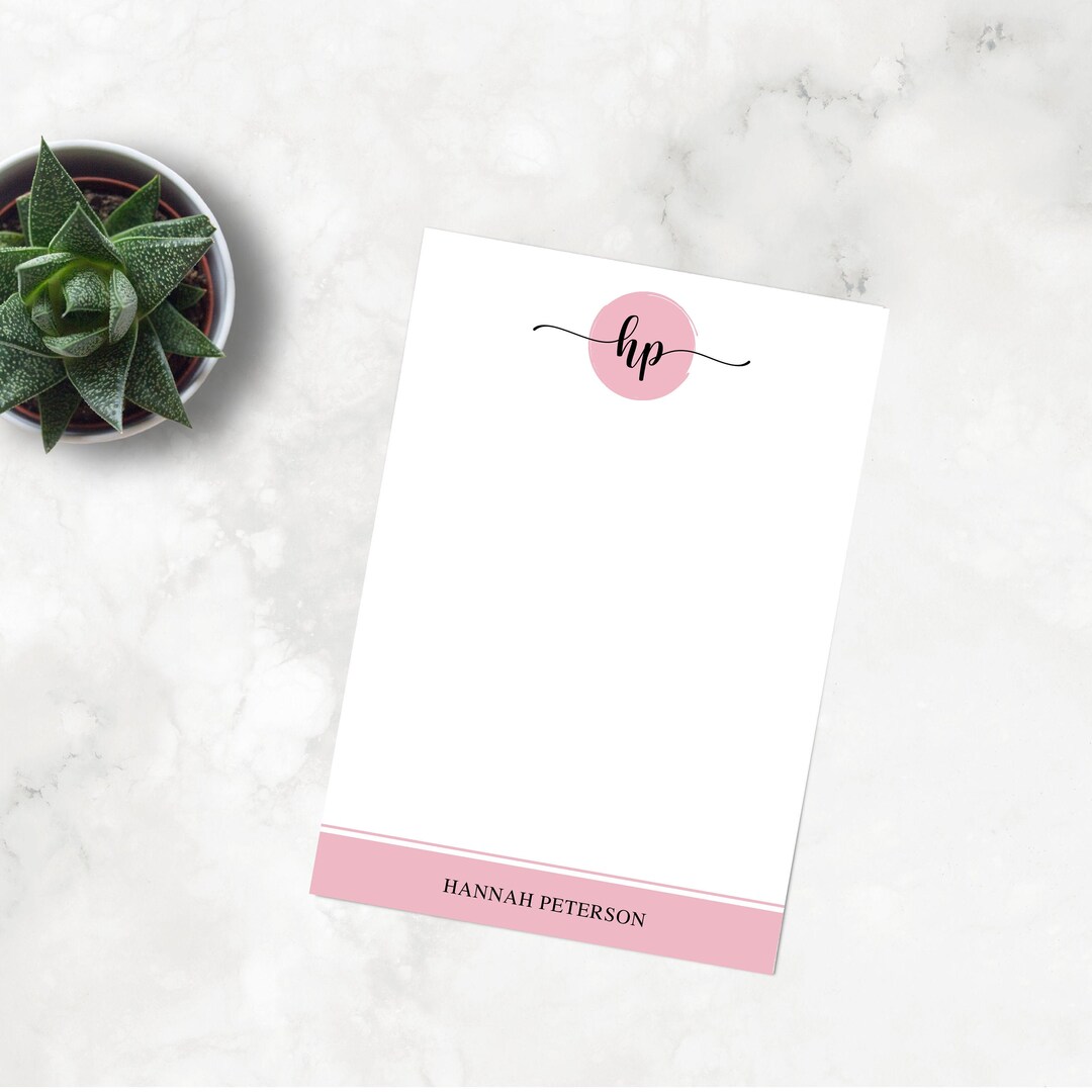 Circle Initials Notepad, Personalized Stationary, Custom Writing Pad ...