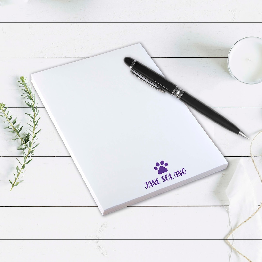 Paw Print Themed Notepads, Cat Dog Paw Notes, Personalized Stationary ...