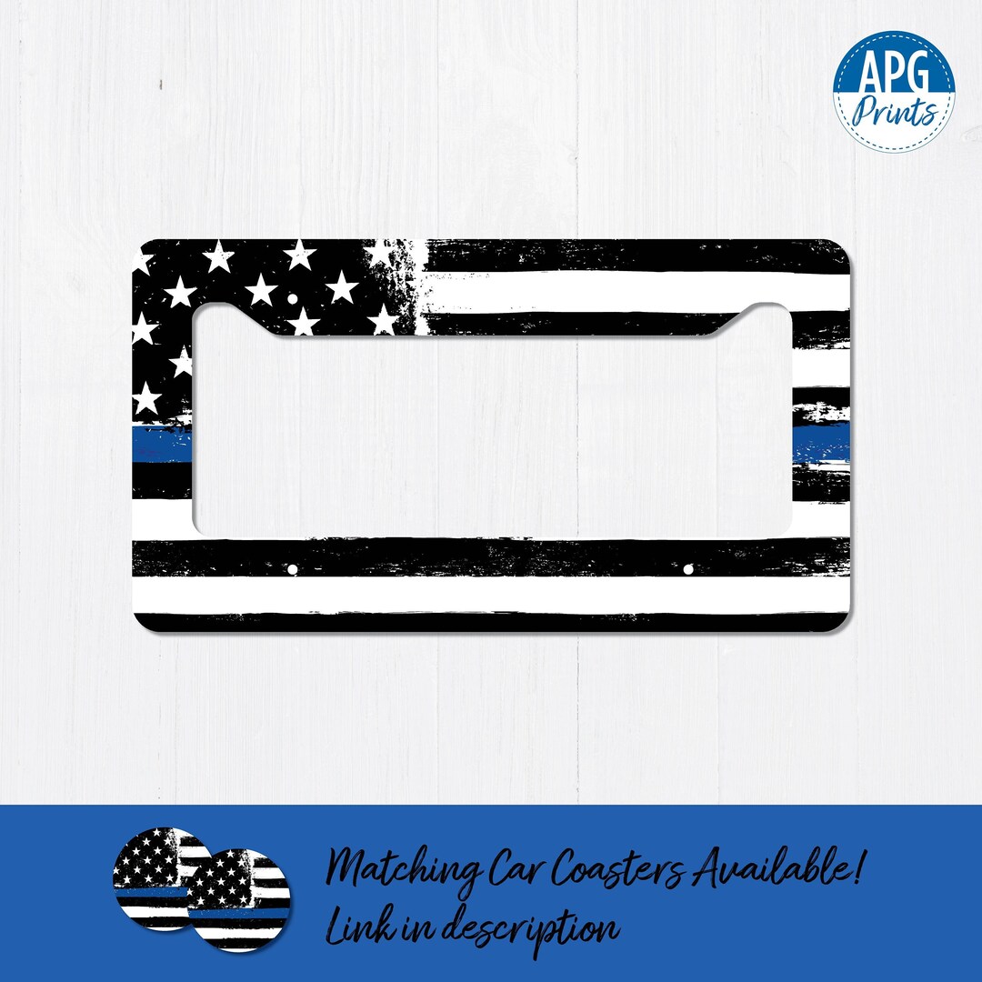 Thin Blue Line Police Officer License Plate Frame | Auto Accessories ...
