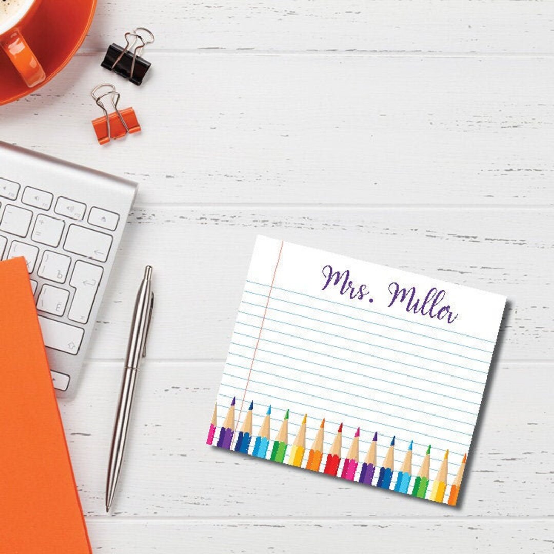 Custom Teacher Color Pencil Mousepad | Unique Desk Mousepad | Circle or ...