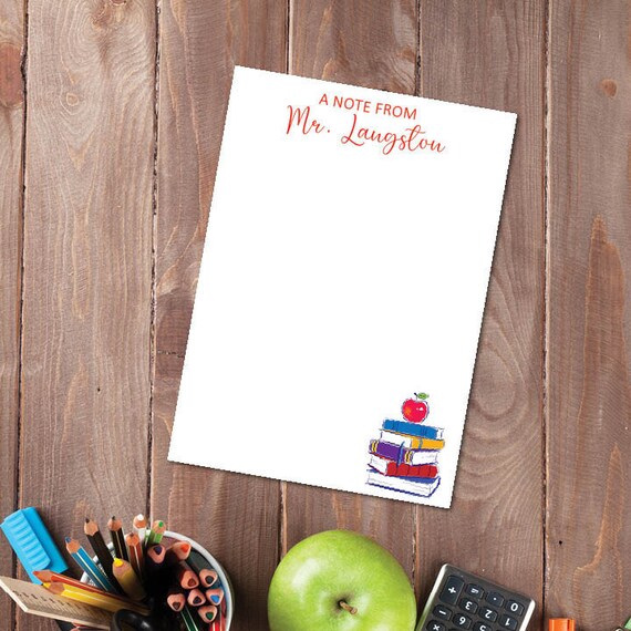Teacher Books Notepads Notes Personalized Stationary Custom - Etsy