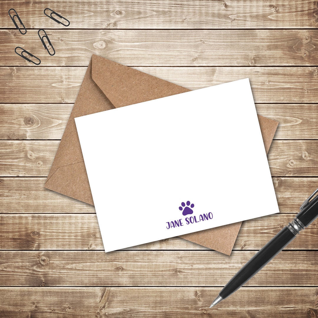 Paw Print Personalized Notecards: Custom Stationery, Thank You Cards - Etsy
