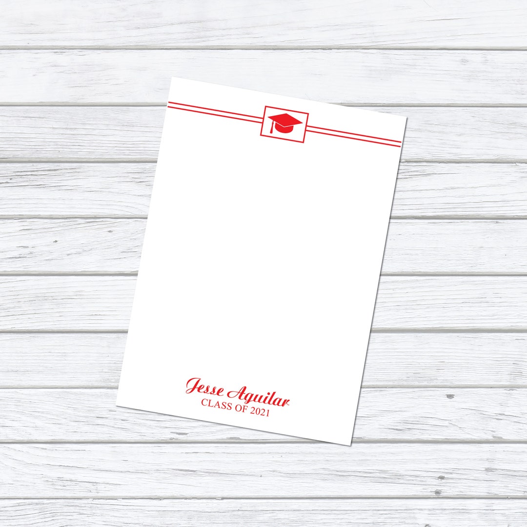 Boxed Grad Cap Class of 2021 Notepads, Notes, Personalized Stationary ...
