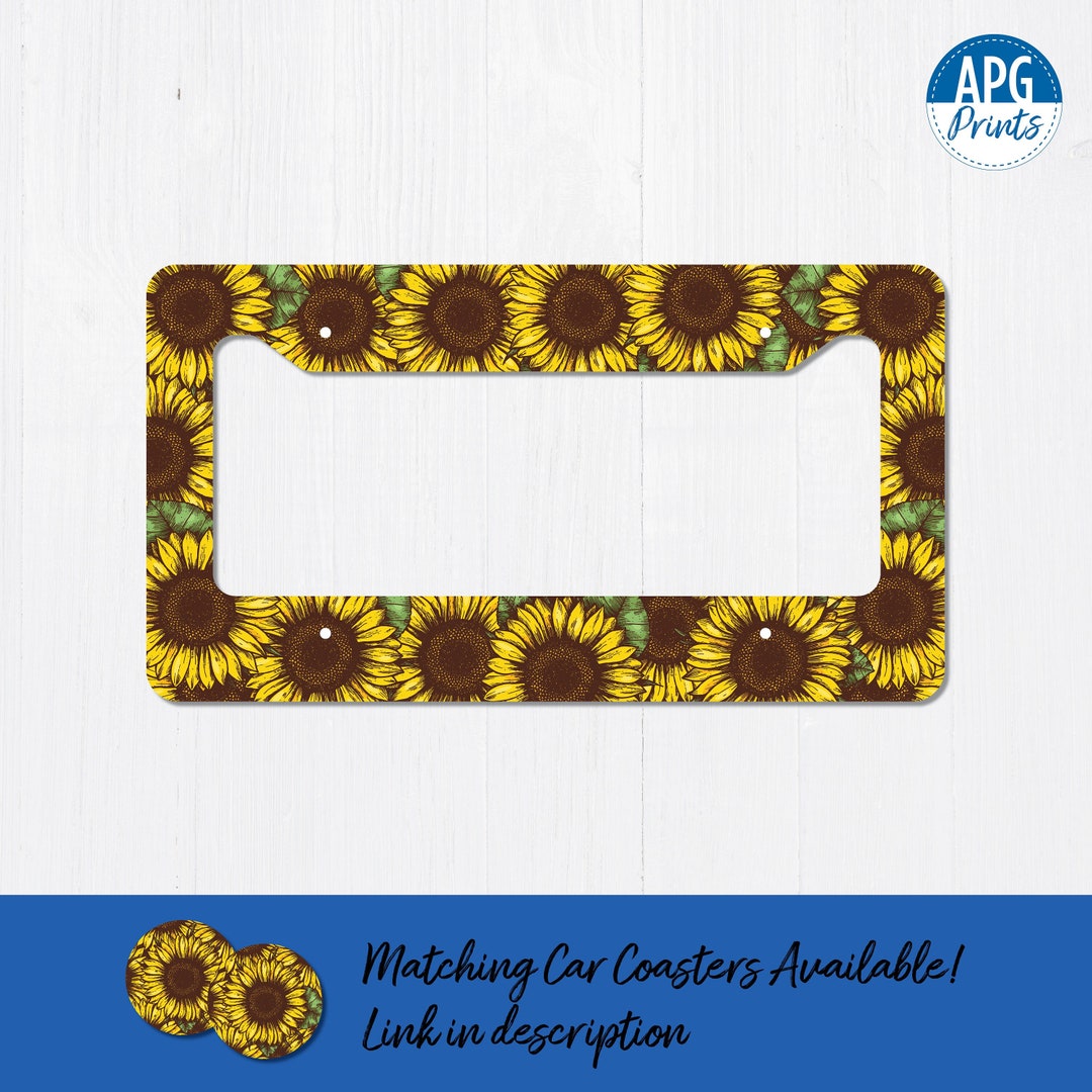 Sunflower License Plate Frame: Aluminum Auto Accessories - Etsy