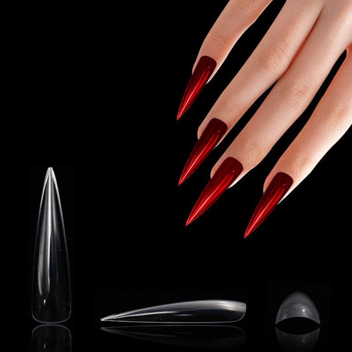 Xxl Stiletto Full Cover Nail Tips 600pcs Clear Nail Tips For Etsy